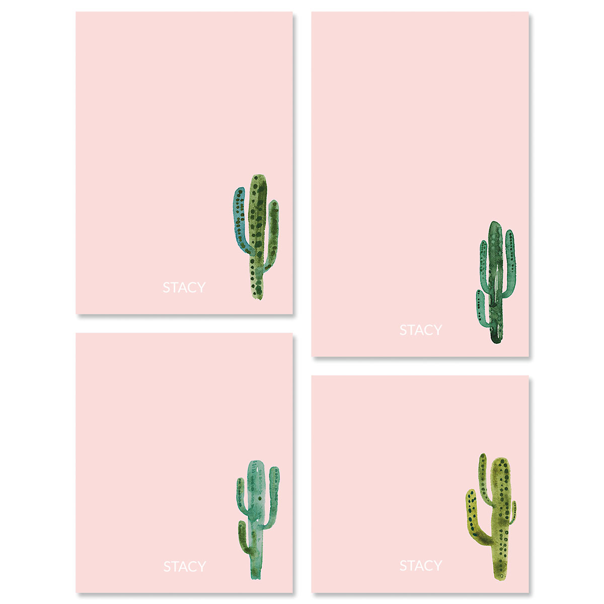 Watercolor Cactus Personalized Notepad Set | Current Catalog