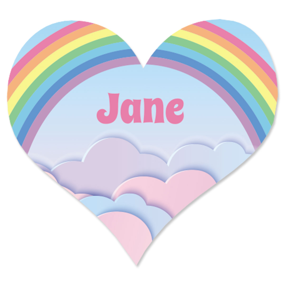 Pastel Rainbow Personalized Heart Stickers | Current Catalog