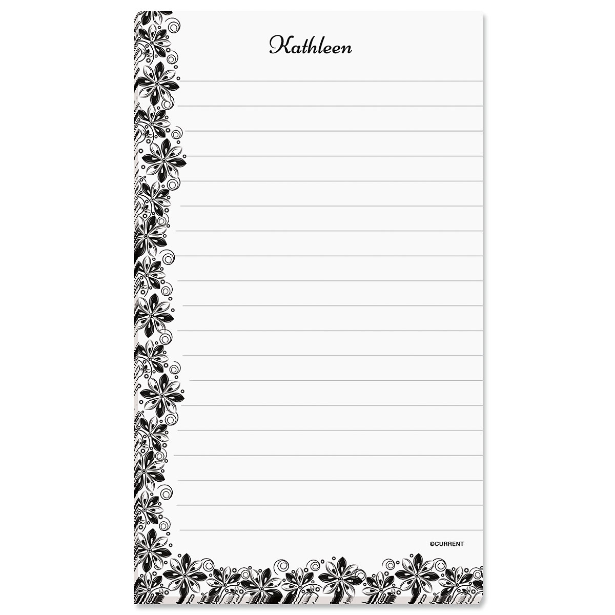 Black & White Floral Personalized Notepad | Current Catalog