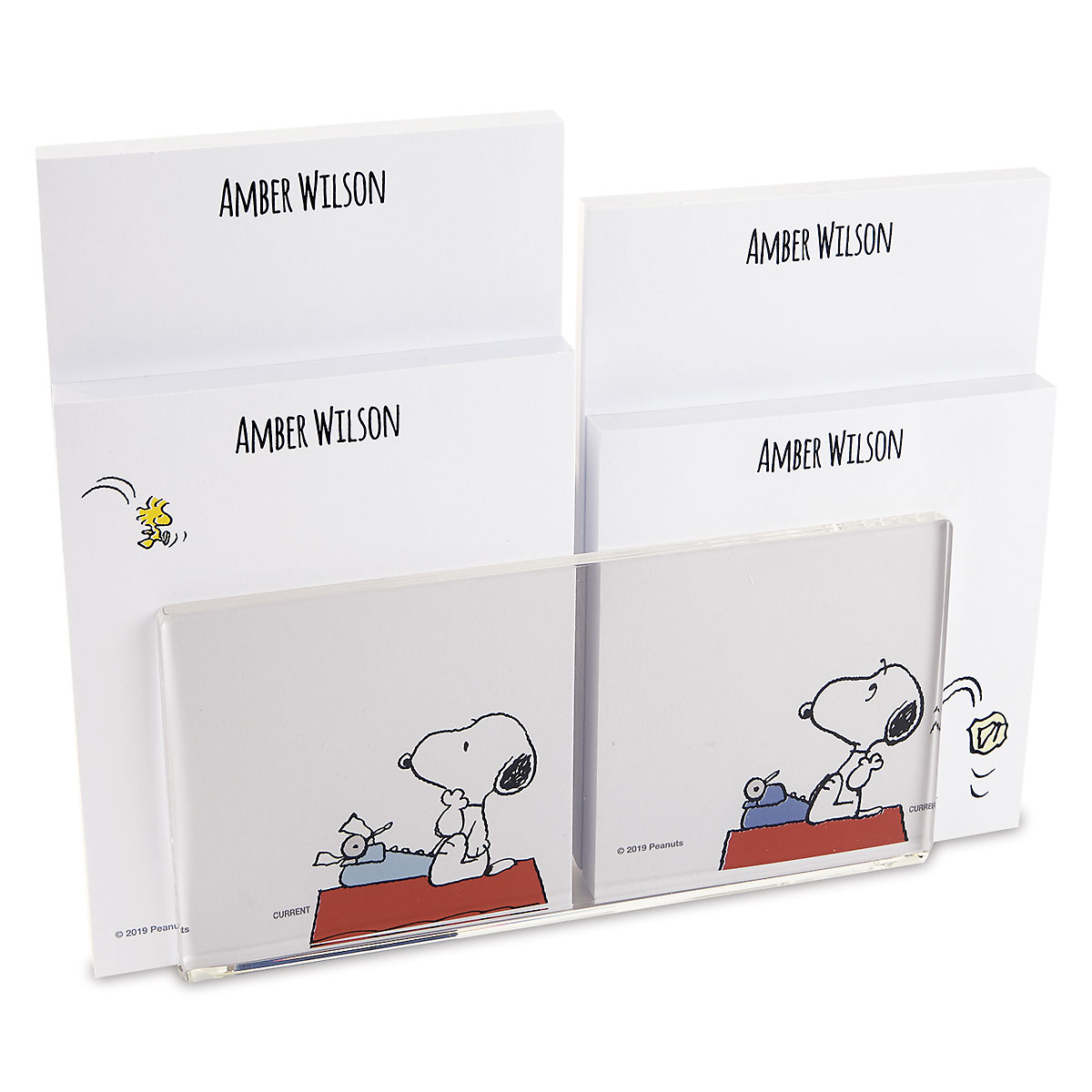 Snoopy’s Typewriter Personalized Notepad Set & Acrylic Holder | Current ...