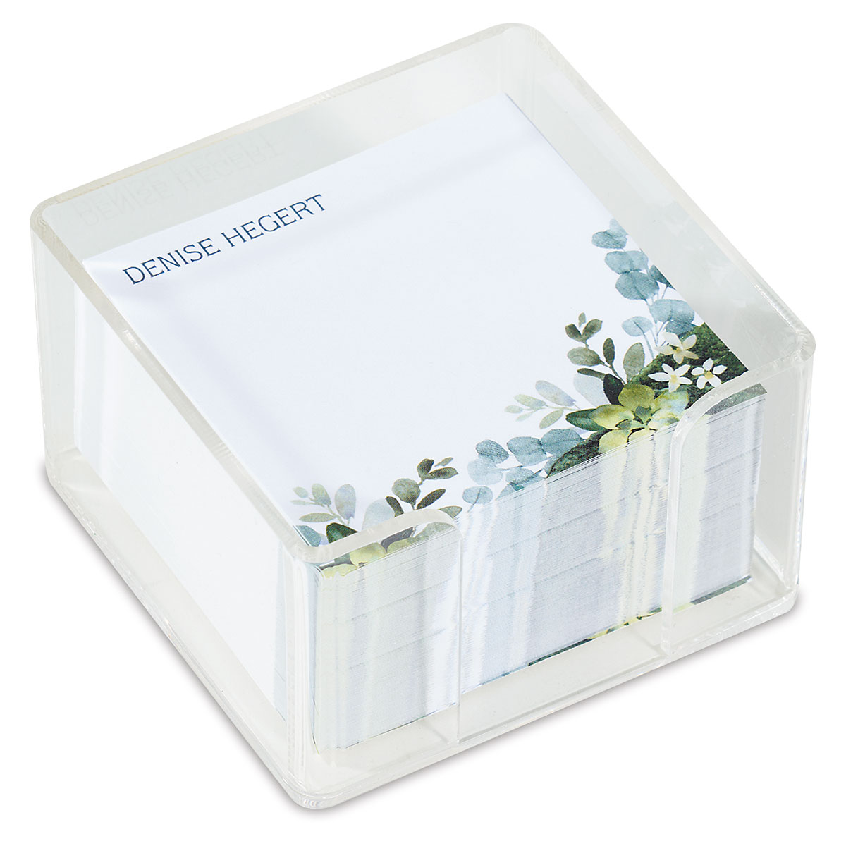 Olive Bloom Personalized Note Sheets in a Cube | Current Catalog