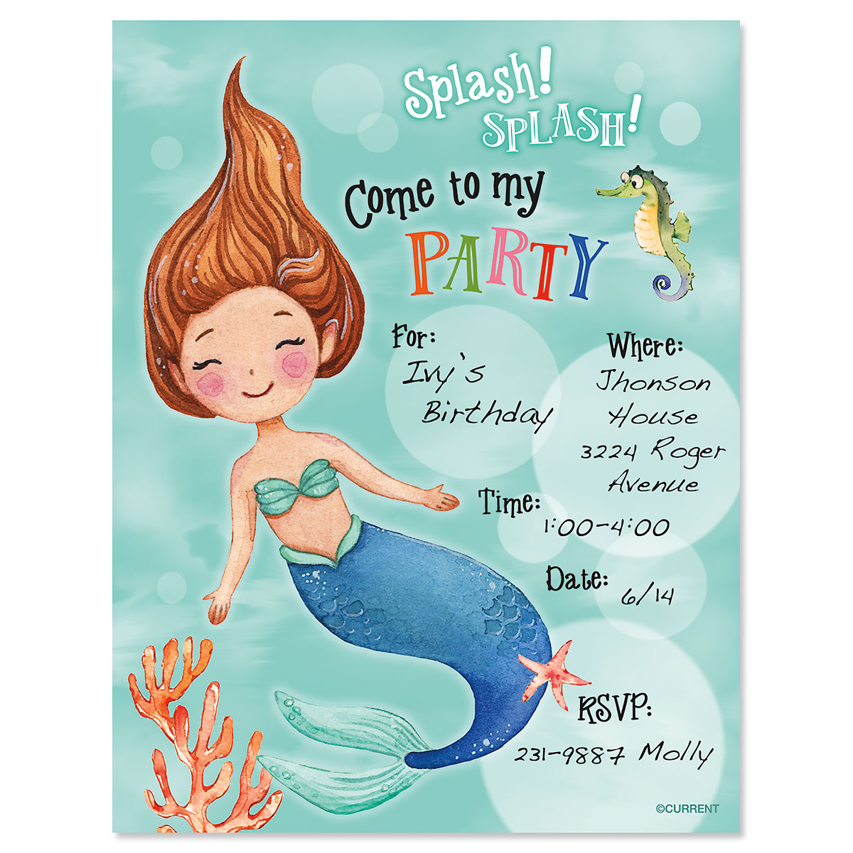 Mermaid Fill-in Invitation | Current Catalog