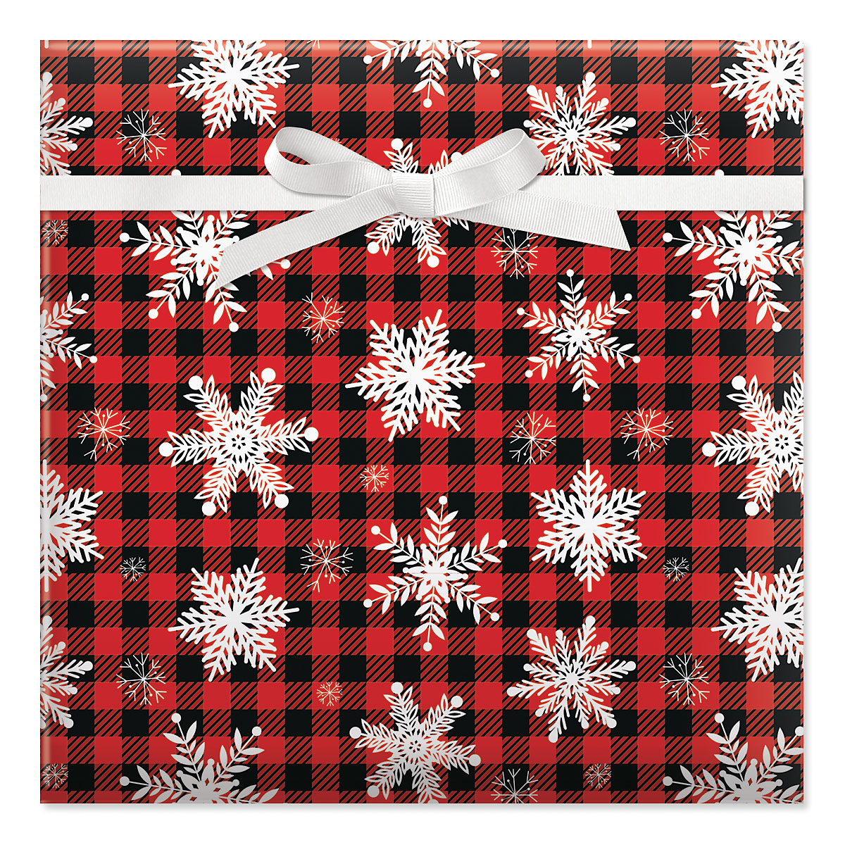 Snowflakes on Plaid Jumbo Rolled Gift Wrap | Current Catalog