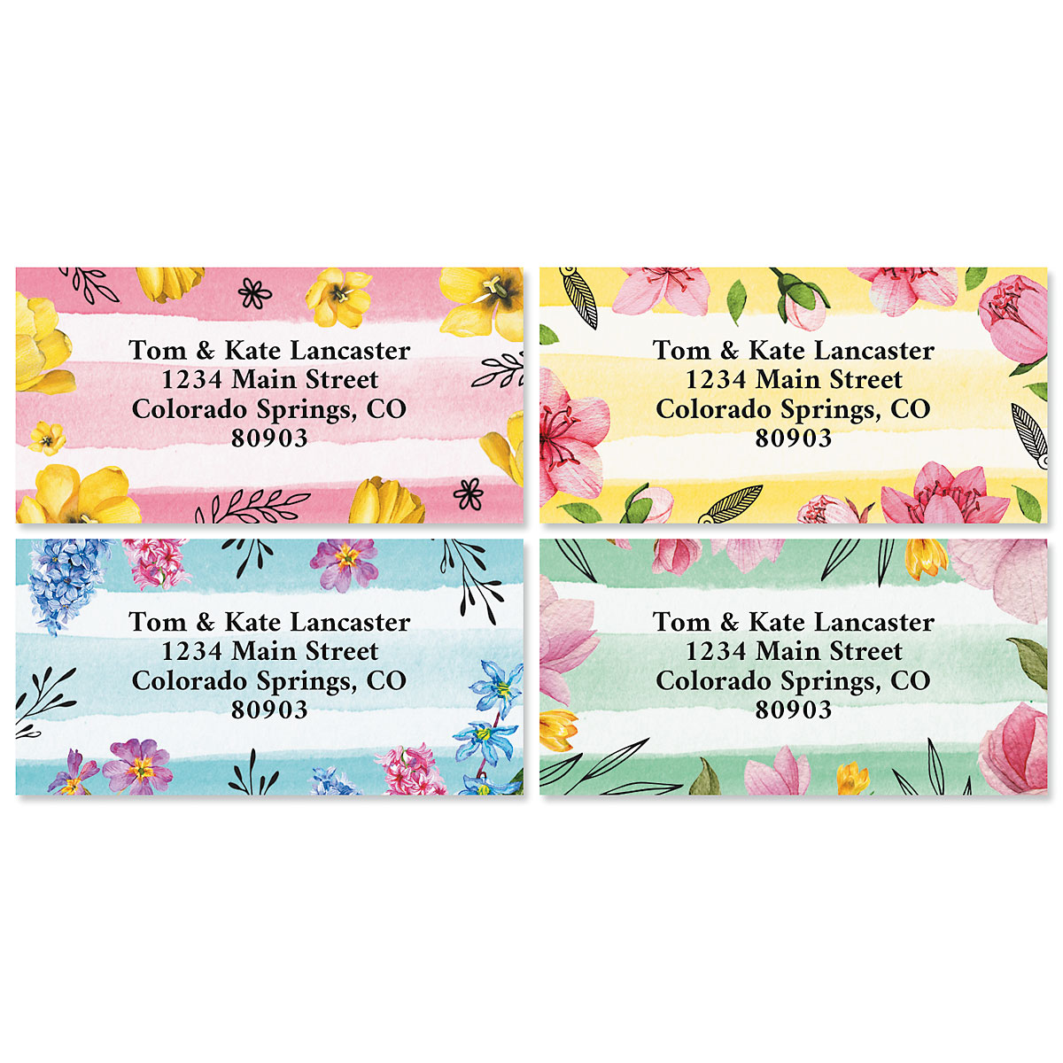 Fresh Blossom Border Address Labels (4 Designs) - BOGO | Current Catalog