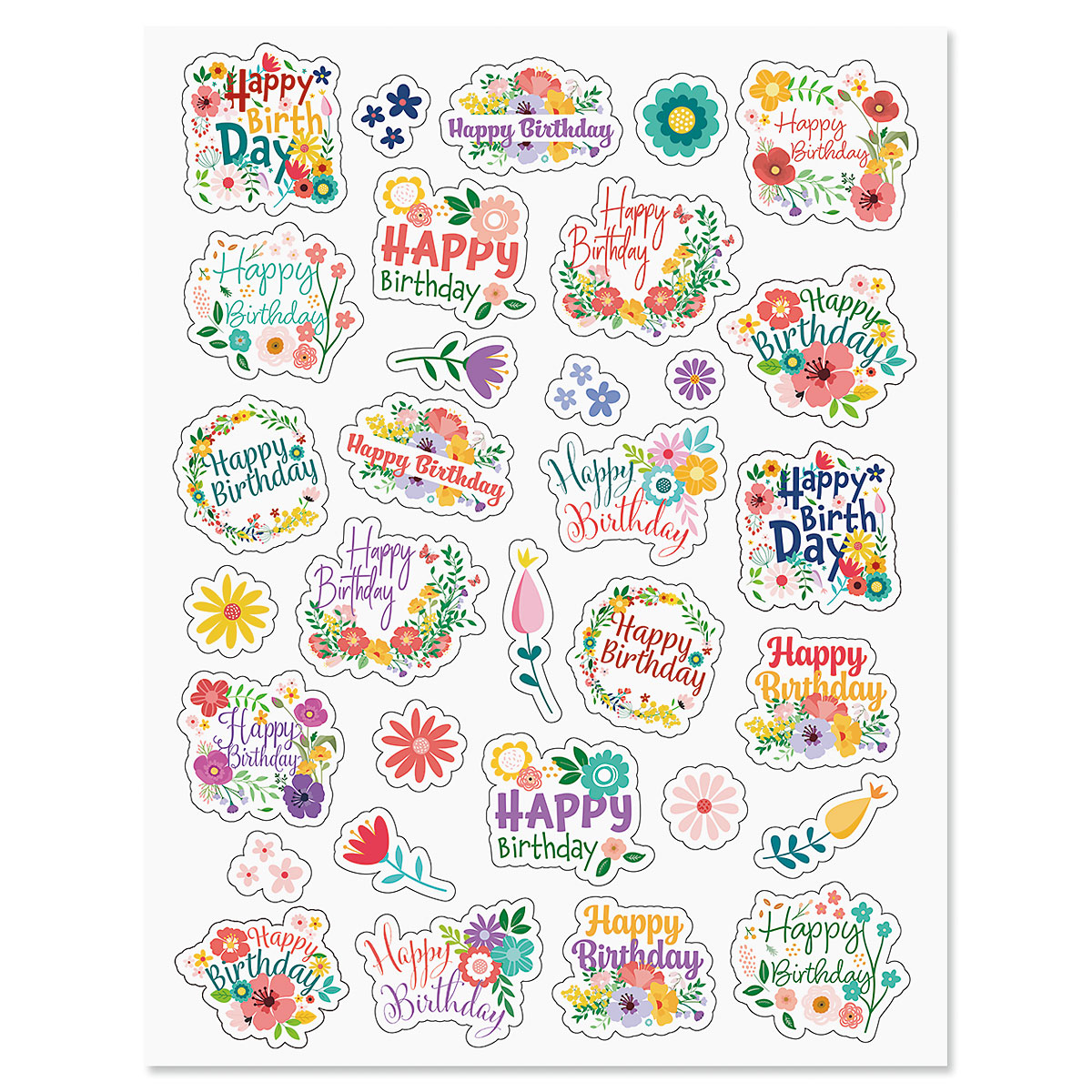 Birthday Floral Stickers | Current Catalog