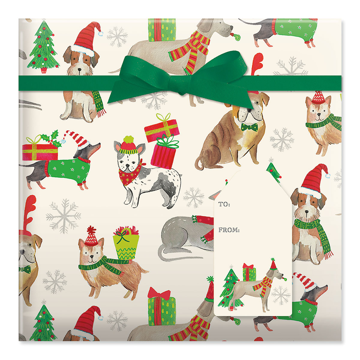 Holiday Dogs Jumbo Rolled Gift Wrap and Labels | Current Catalog