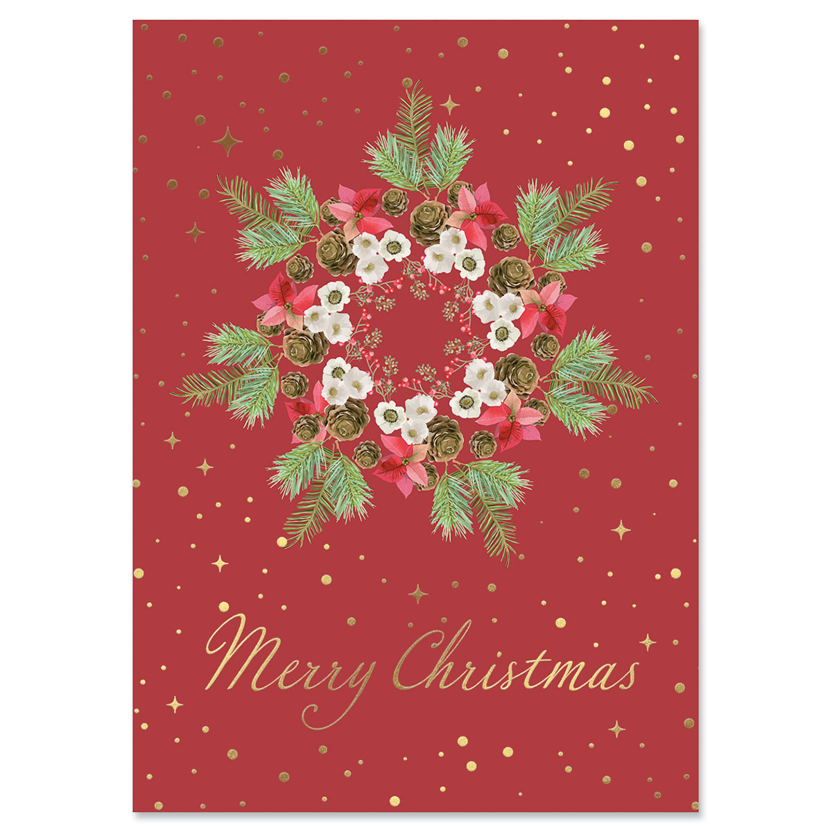 Sparkling Wreath Deluxe Foil Christmas Cards | Current Catalog