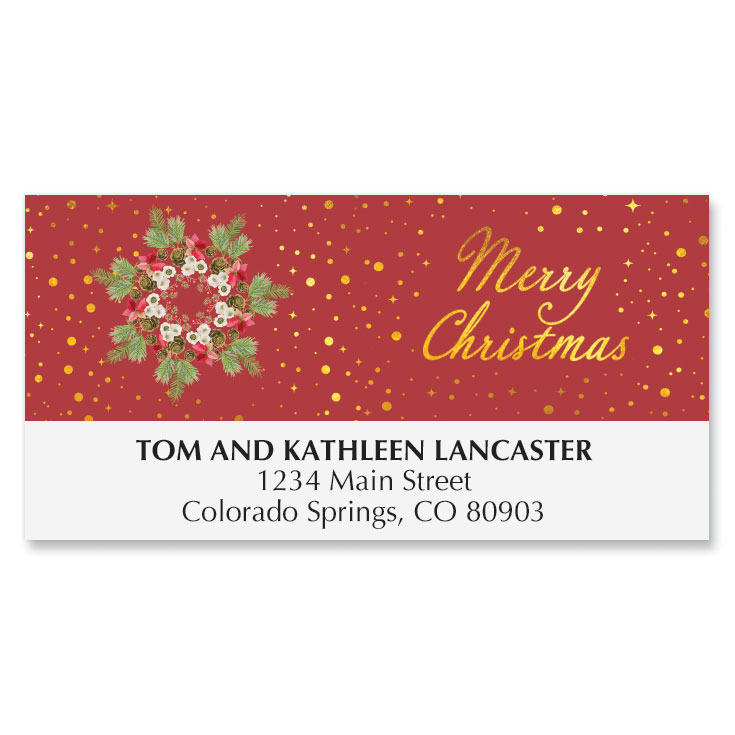 Sparkling Wreath Deluxe Address Labels | Current Catalog