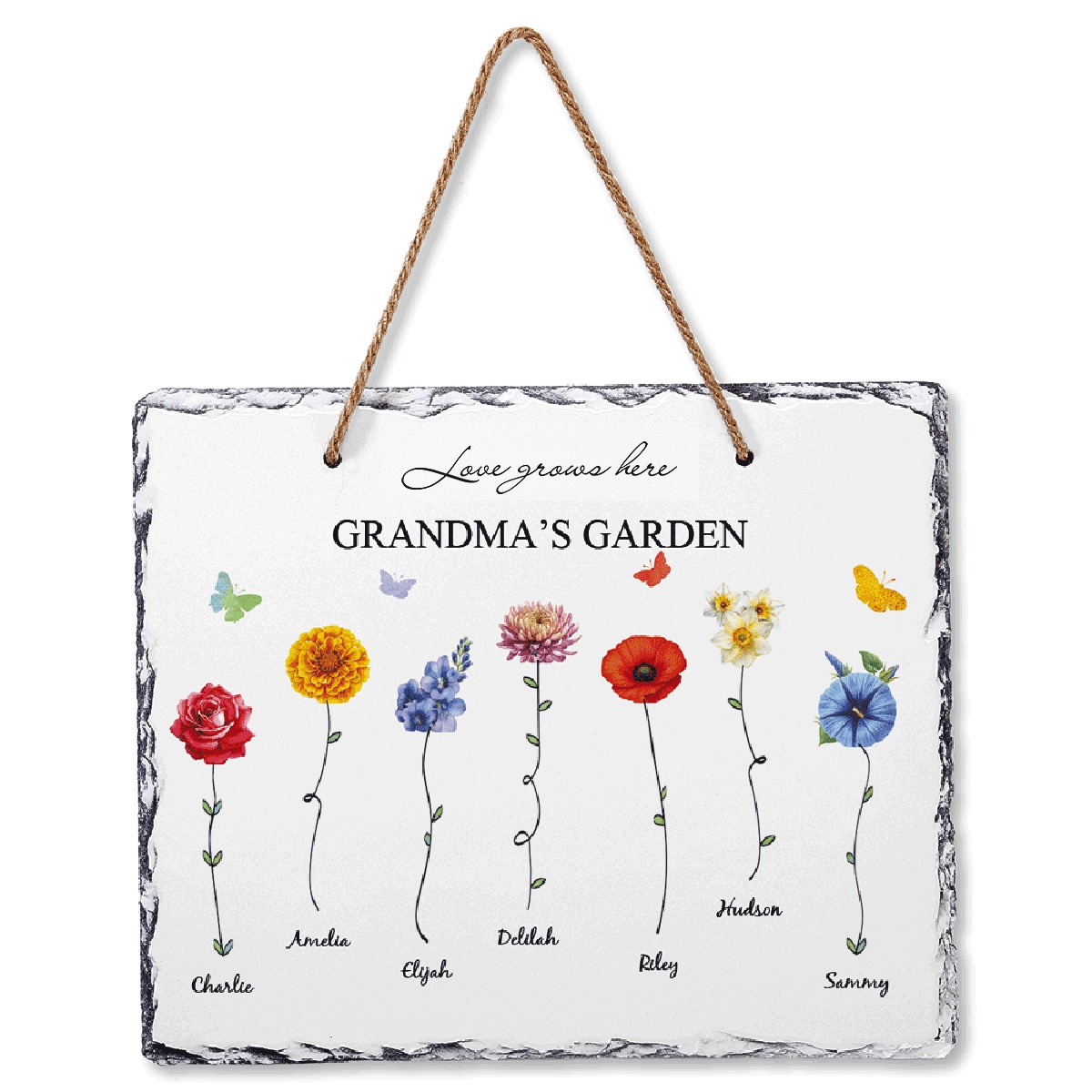 Flower Garden Hanging Stone Plaque - 7 Flowers | Current Catalog