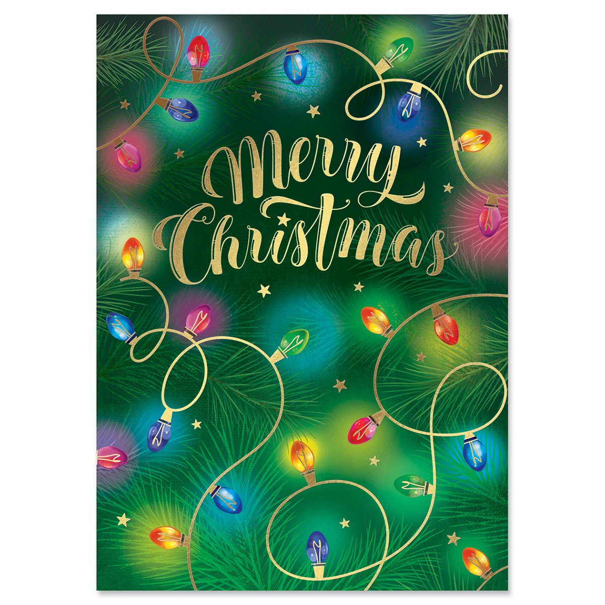 Christmas Lights Deluxe Foil Christmas Cards | Current Catalog