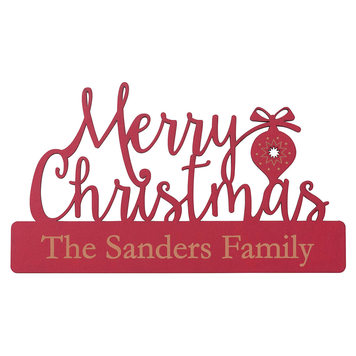 Red Wood Personalized Merry Christmas Plaque | Current Catalog