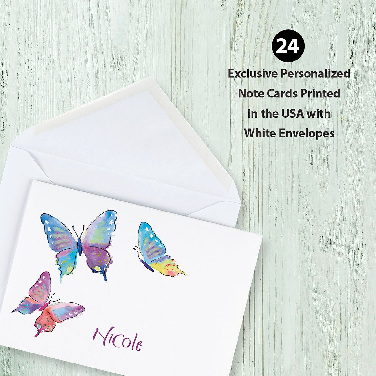 Butterfly Watercolor Personalized Note Cards | Current Catalog