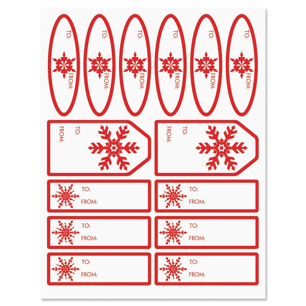 Red Snowflake Gift Wrap To/From Labels | Current Catalog