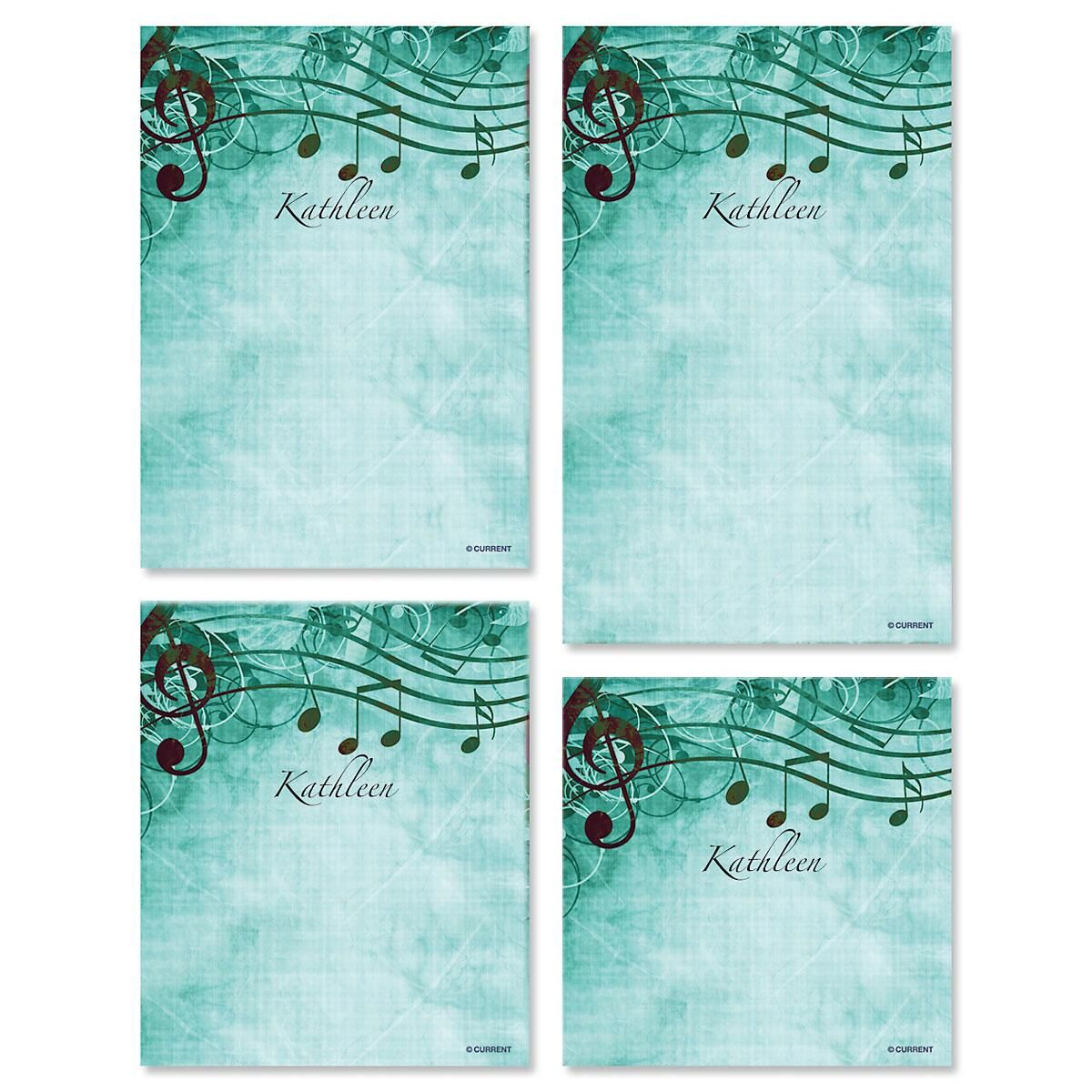 Sheet Music Aqua Personalized Notepad Set | Current Catalog