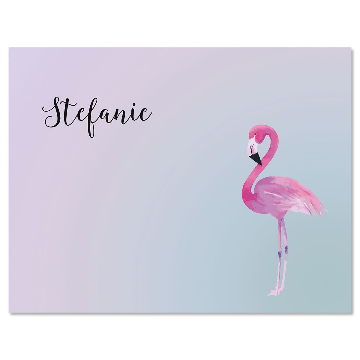 Single Flamingo Personalized Note Cards | Current Catalog