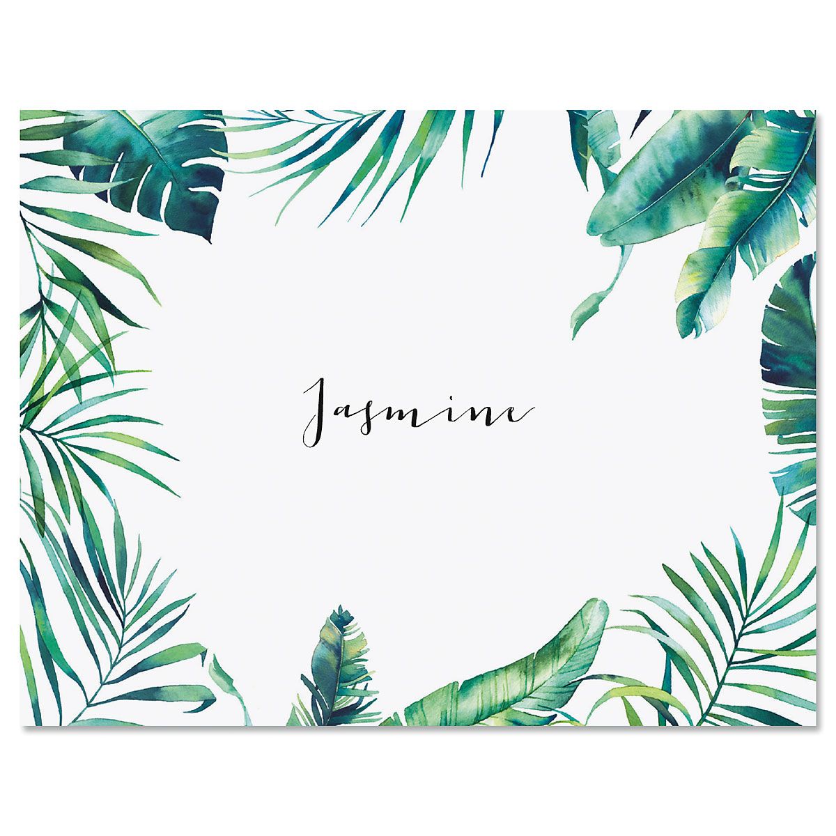 Leafy Greens Border Personalized Note Cards | Current Catalog