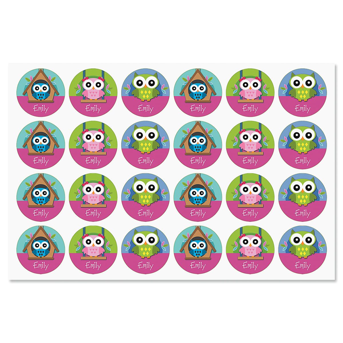 Personalized Colorful Owl Stickers | Current Catalog