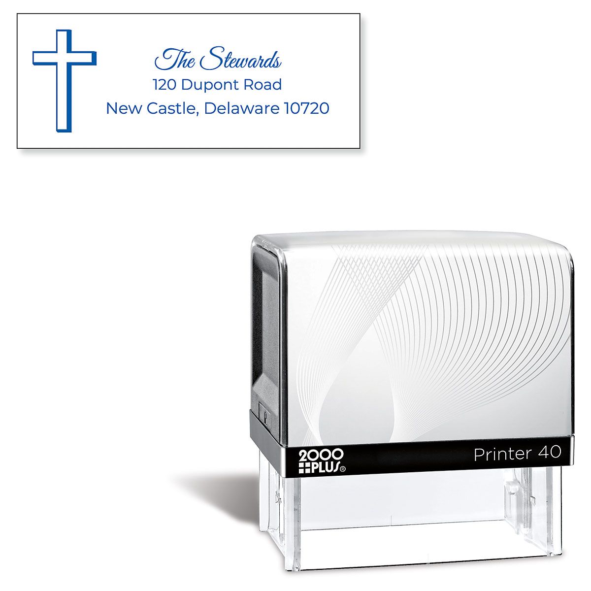 Simple Cross Self-Inking Address Stamp | Current Catalog