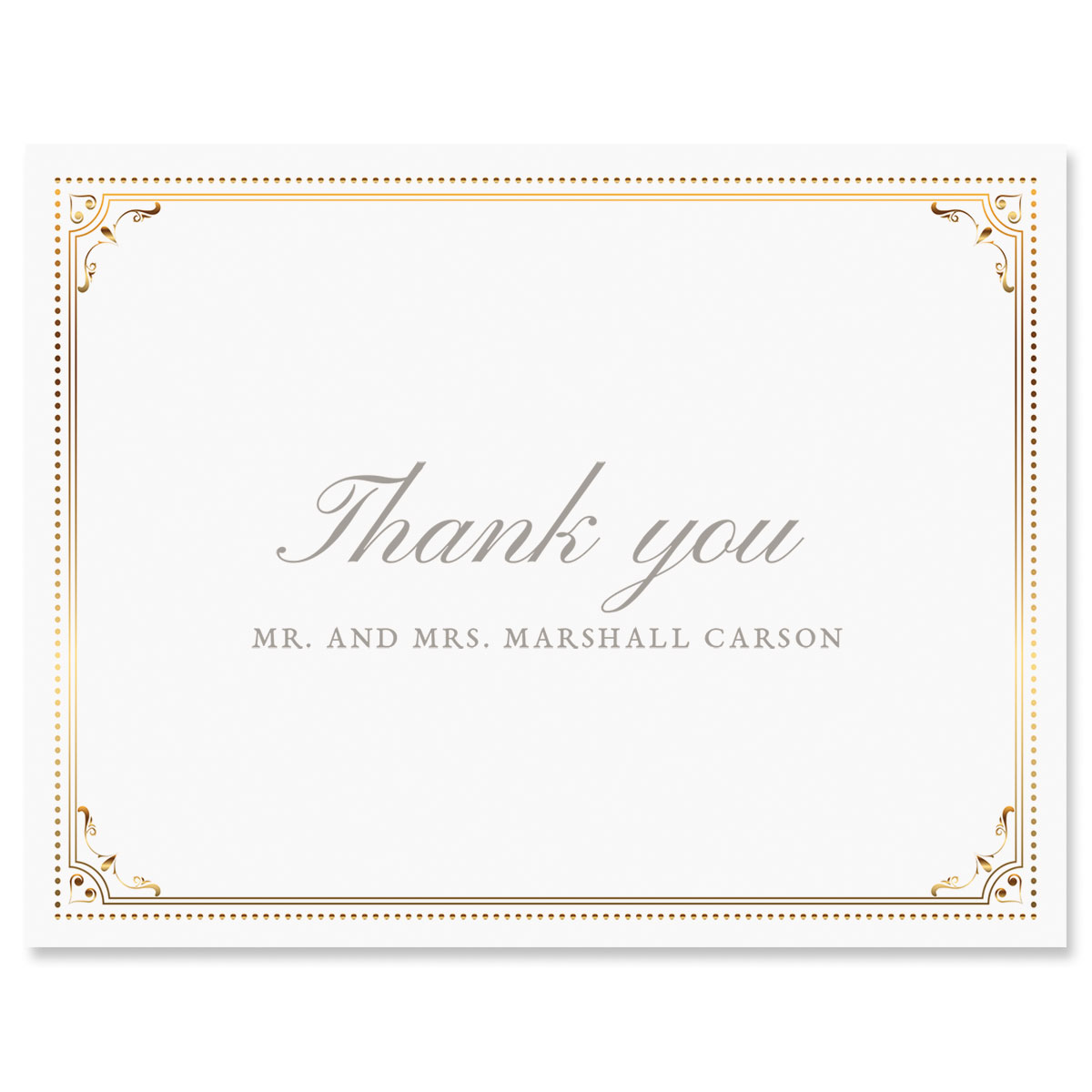Personalized Gold Frame Thank You Cards - Light Stock | Current Catalog