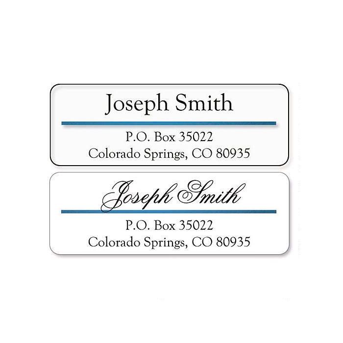 Blue Foil Accent Line Clear Premier Address Labels | Current Catalog