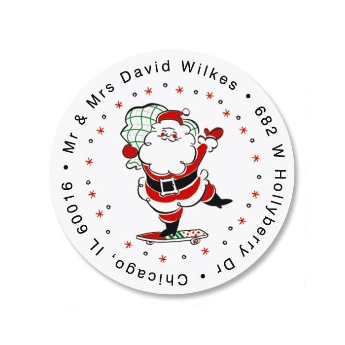 Retro Santa Round Address Label | Current Catalog