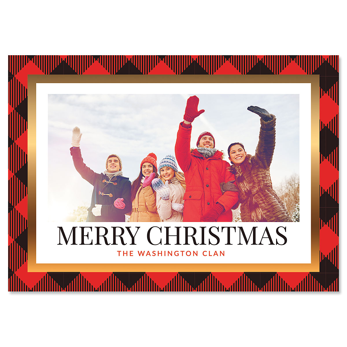 Red Buffalo Check Horizontal Photo Christmas Cards - 20 Count | Current ...