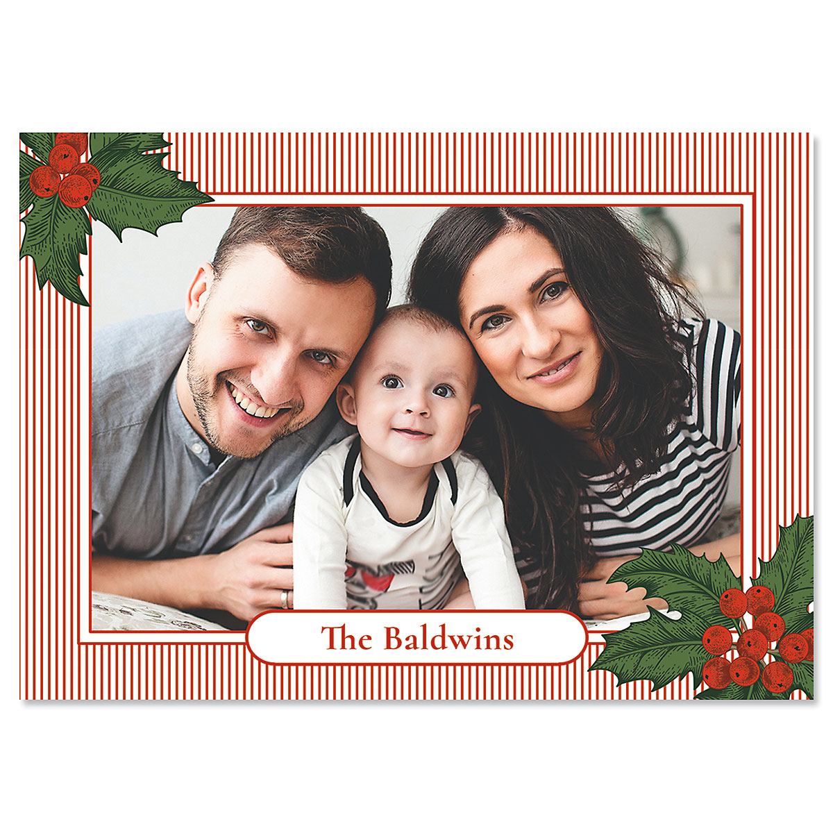 Pinstripe Personalized Photo Christmas Cards | Current Catalog