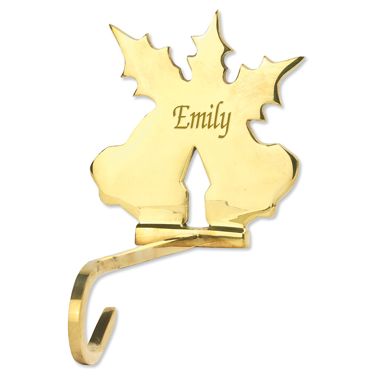Bell/Holly Solid Brass Personalized Christmas Stocking Holder | Current ...