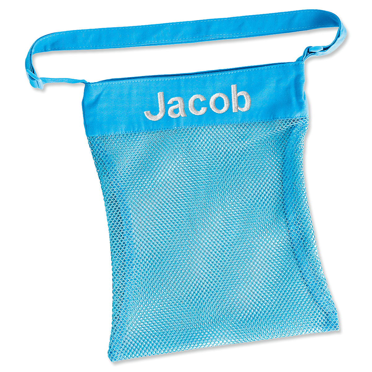 Aqua Personalized Mesh Seashell Bag | Current Catalog