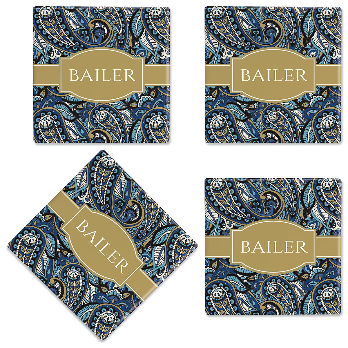 Paisley Personalized Ceramic Coasters | Current Catalog