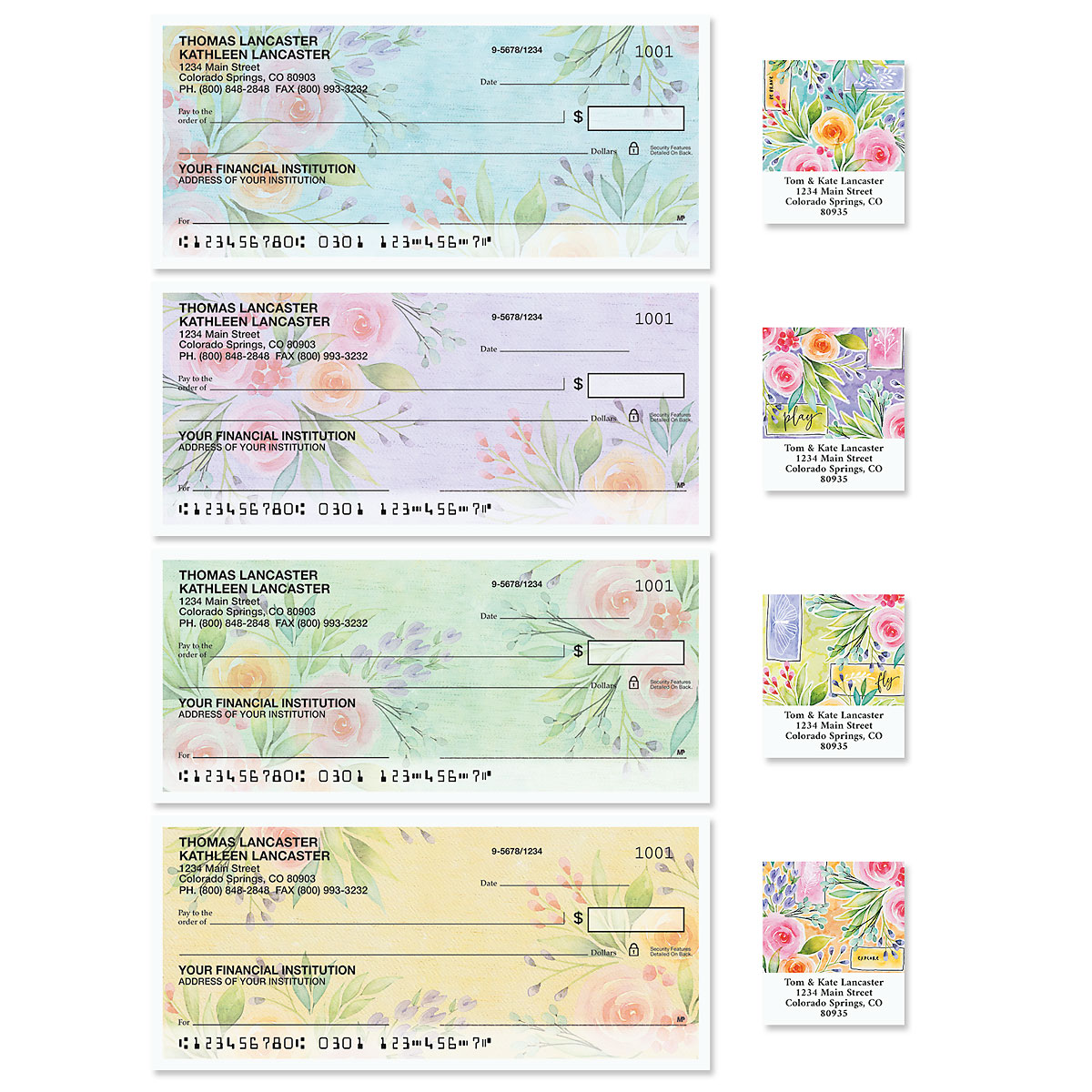 Full Bloom Single Checks With Matching Address Labels | Current Catalog