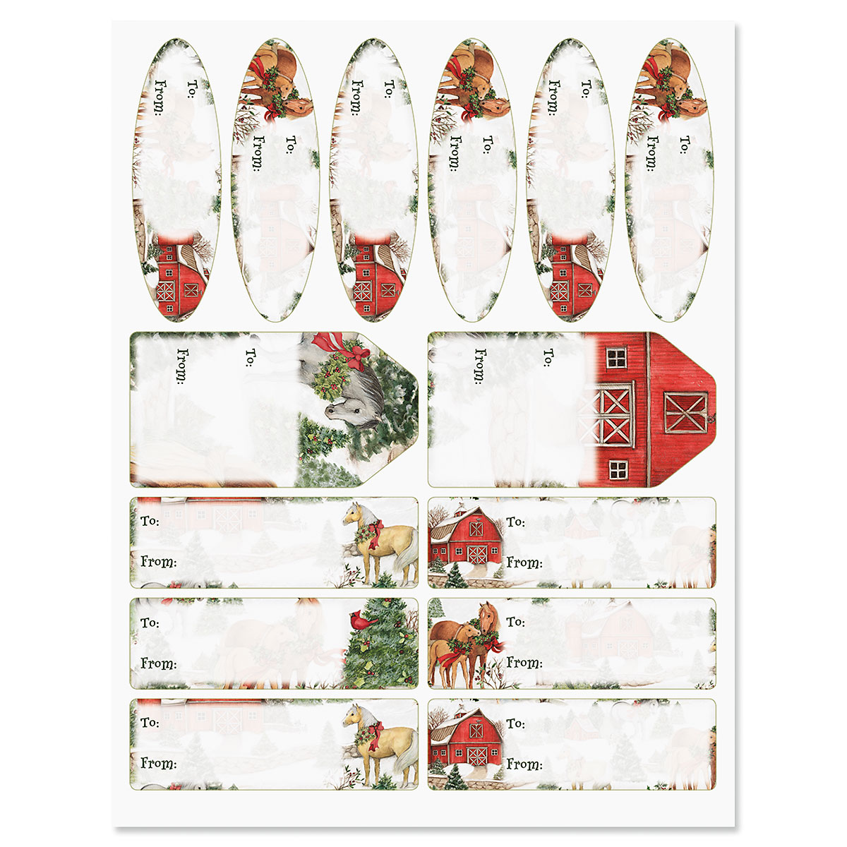 Holiday Horses Gift Wrap To/From Labels | Current Catalog