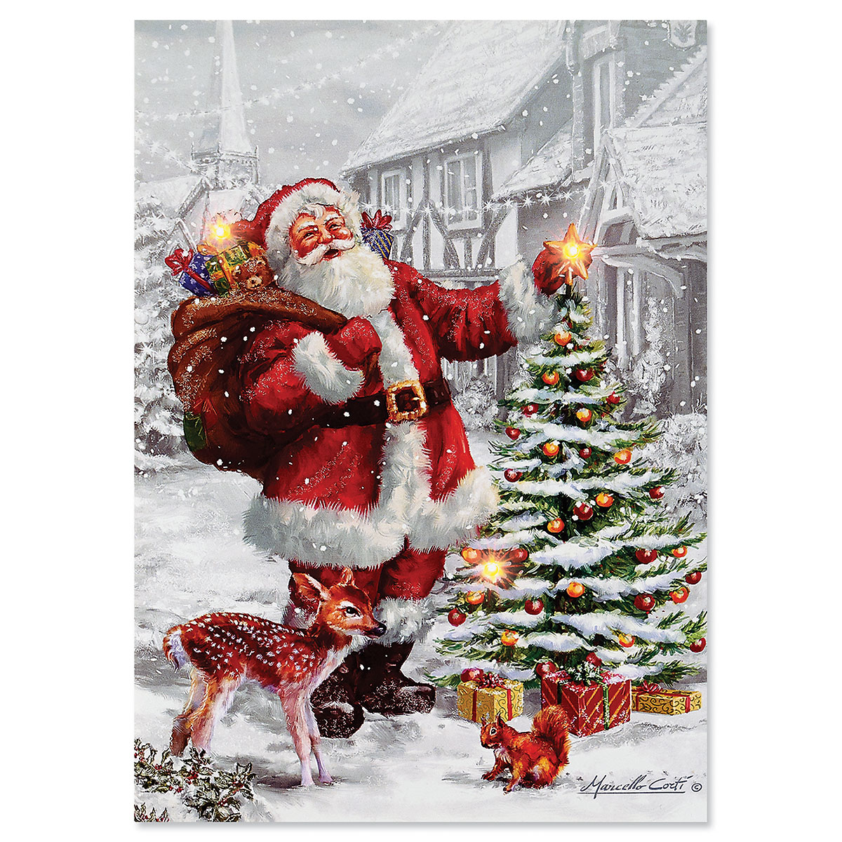 LED Lighted Santa Tree Christmas Card | Current Catalog