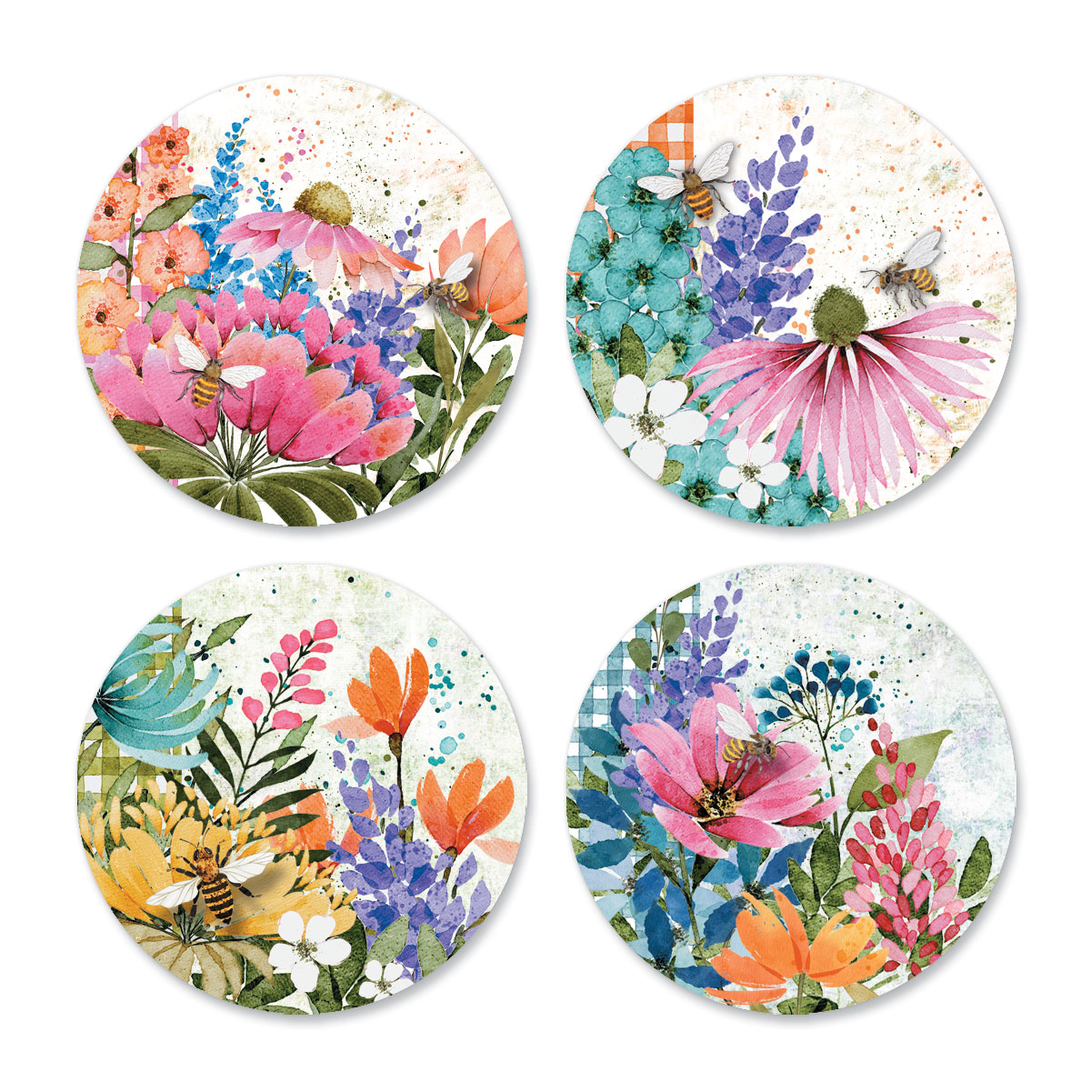 Floral Bees Seals (4 Designs) | Current Catalog