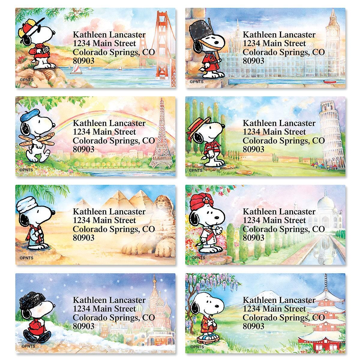 Peanuts Snoopy Around The Word Border Label | Current Catalog