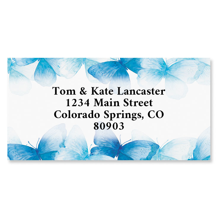 Blue Butterfly Border Address Labels | Current Catalog