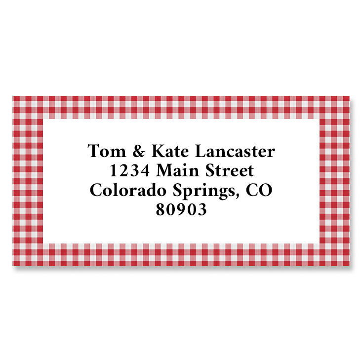 Red Gingham Border Address Labels | Current Catalog
