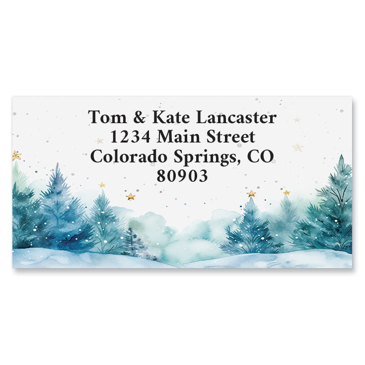 Glittery Snow Border Return Address Labels | Current Catalog