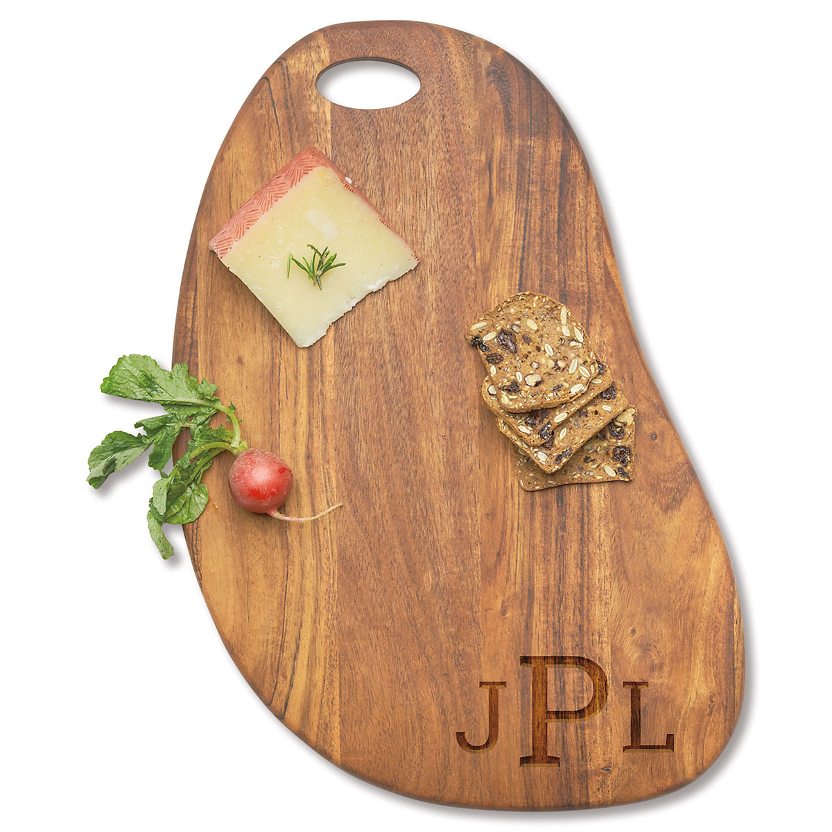 Charcuterie Organic-Shaped Acacia Board - 3 Initial Monogram | Current ...