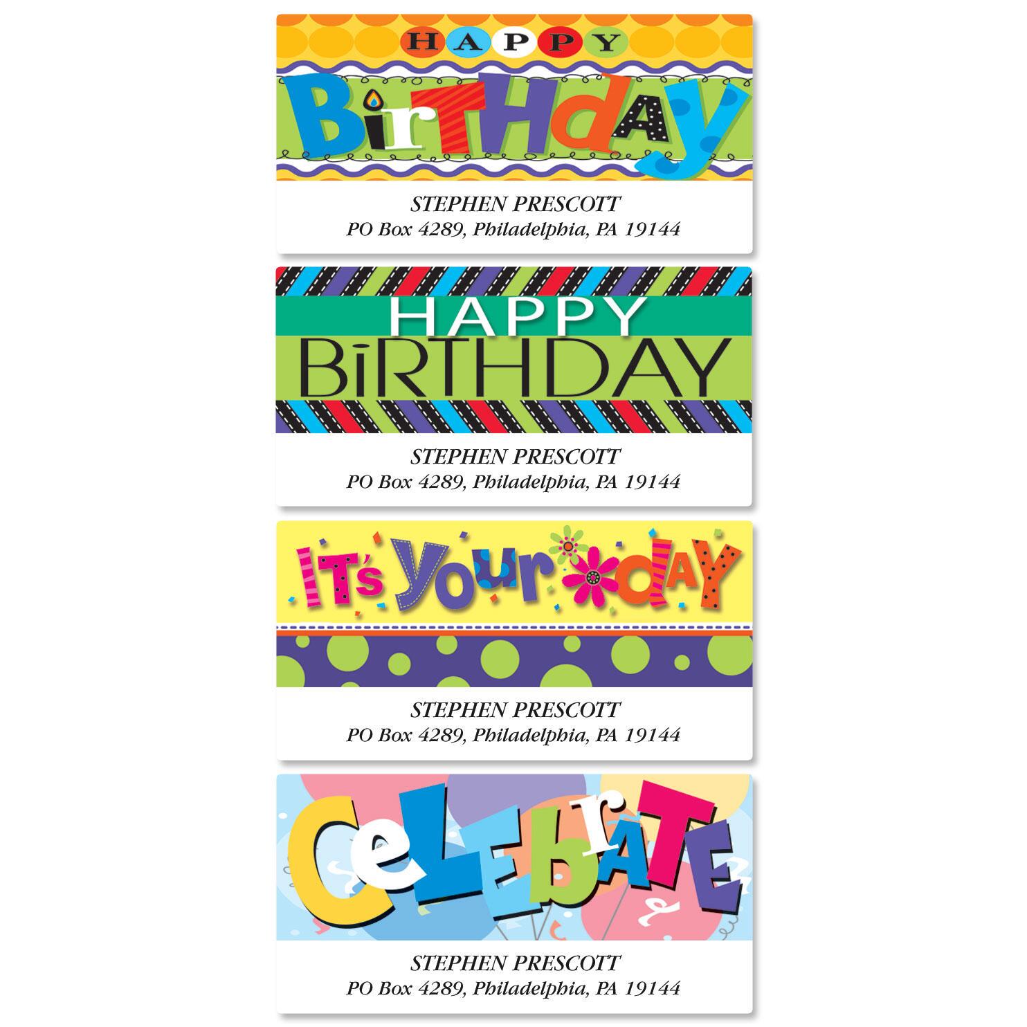 Bold Birthday Deluxe Address Labels | Current Catalog