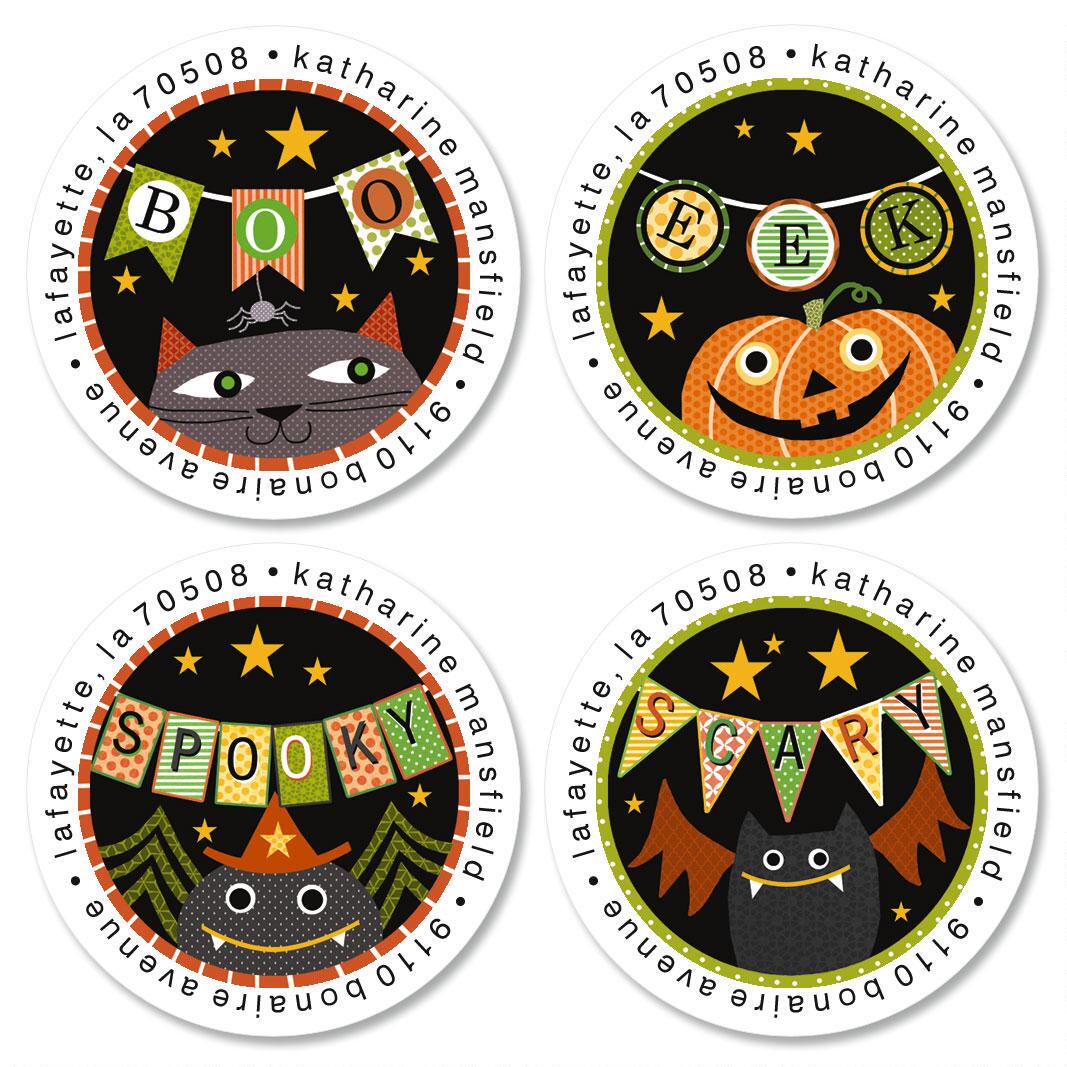 Boo Banners Round Address Labels (4 Designs) | Current Catalog
