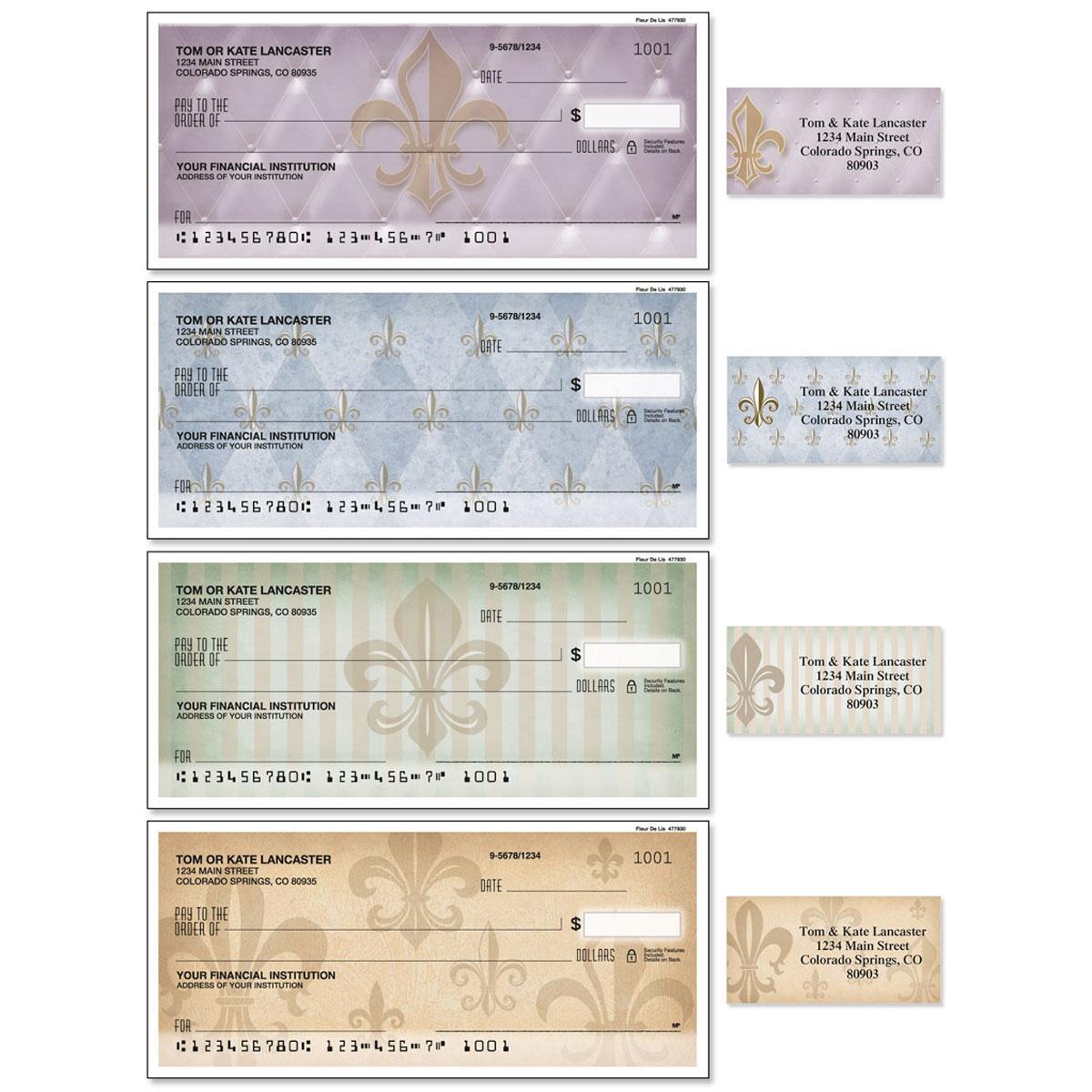 Bronze Fleur De Lis Duplicate Checks With Matching Address Labels ...