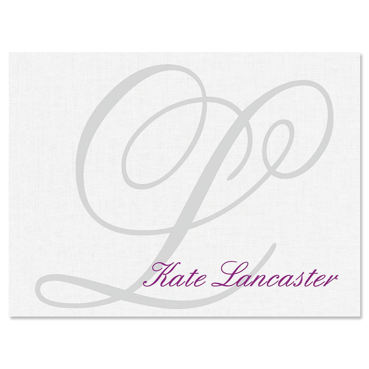 Brushed Initial Personalized Note Cards | Current Catalog