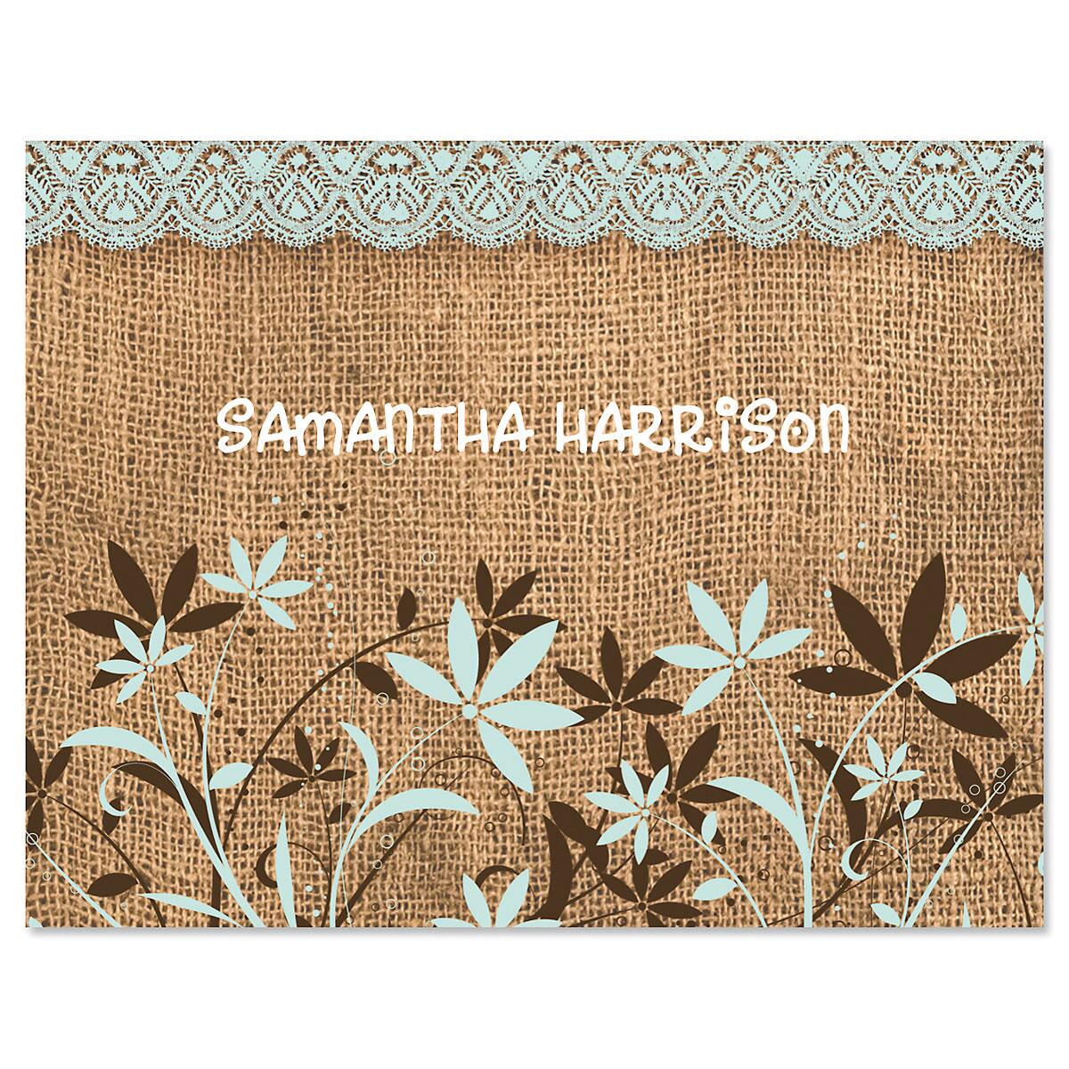Burlap Personalized Note Cards | Current Catalog