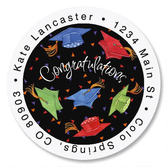 Grad Cap Celebration Round Address Labels | Current Catalog