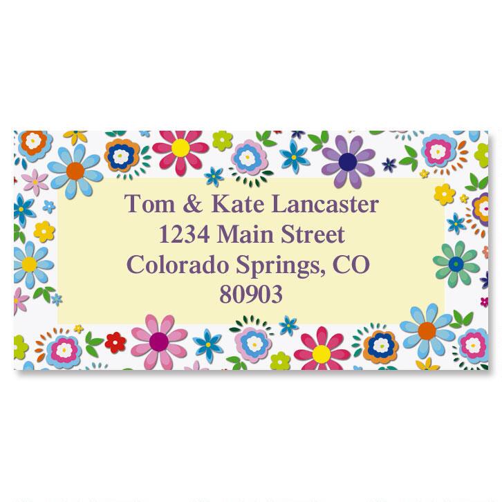 Cheerful Florals Border Address Labels A618 | Current Catalog
