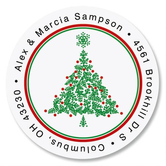 Christmas Tree Round Address Labels | Current Catalog