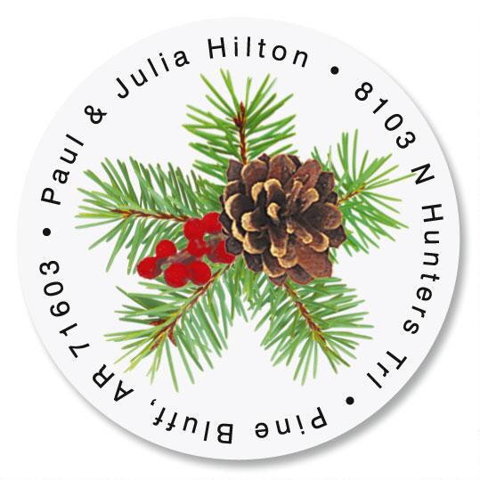 Classic Spruce Round Address Labels | Current Catalog