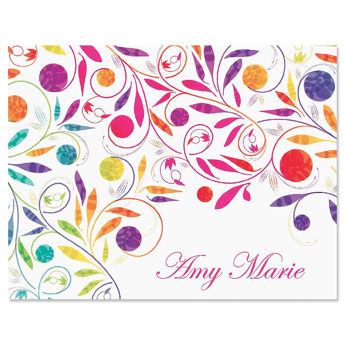 Color Swirl Personalized Note Cards | Current Catalog
