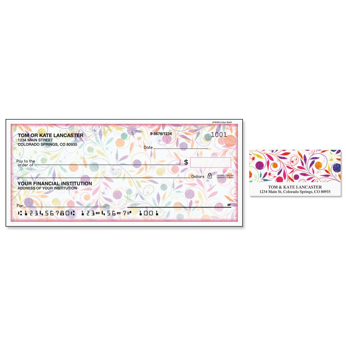 Color Swirl Single Checks with Matching Labels | Current Catalog